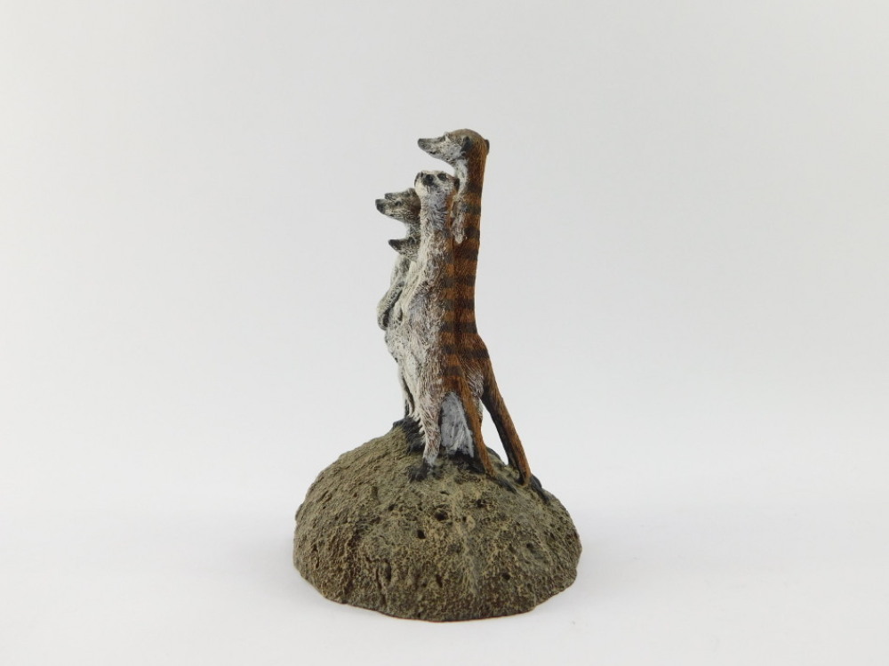 An Aus-ben Studios cold painted cast bronze figure group of meerkats ...