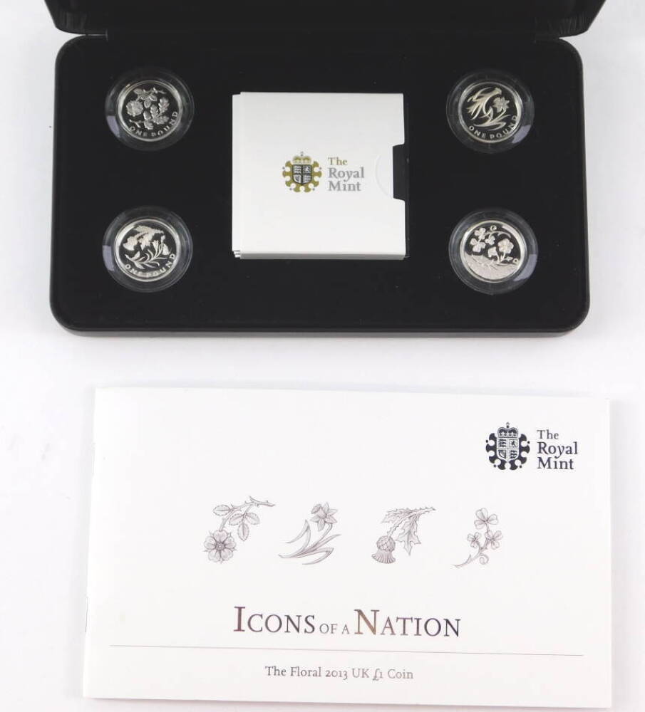 A Royal Mint Icons of A Nation Coin Set 2013, the Floral UK one pound ...
