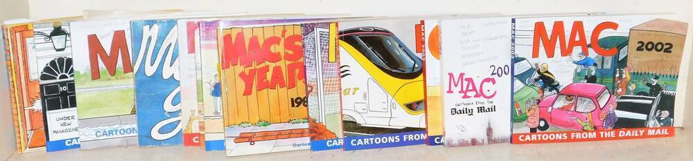 A group of MAC cartoons from the Daily Mail, dates include 2000, 2002 ...
