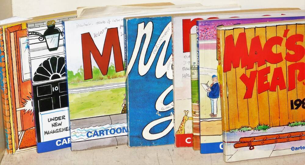 A group of MAC cartoons from the Daily Mail, dates include 2000, 2002 ...