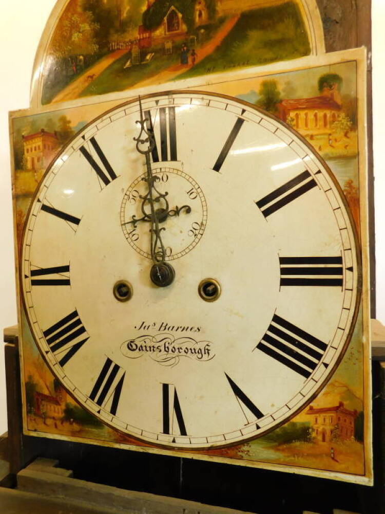 James Barnes, Gainsborough. A mid 19thC longcase clock, the arched dial ...