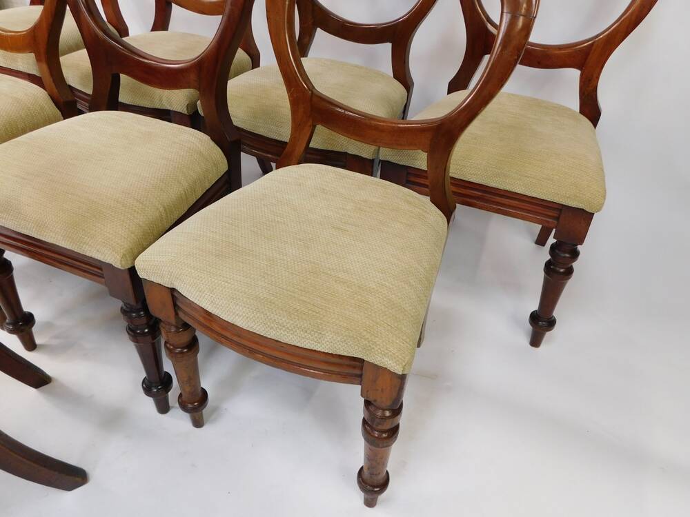 A set of eight Victorian mahogany balloon back dining chairs, with ...