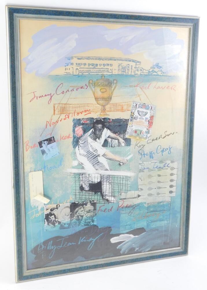 20thC School. Montage, photograph and facsimile signatures of tennis ...