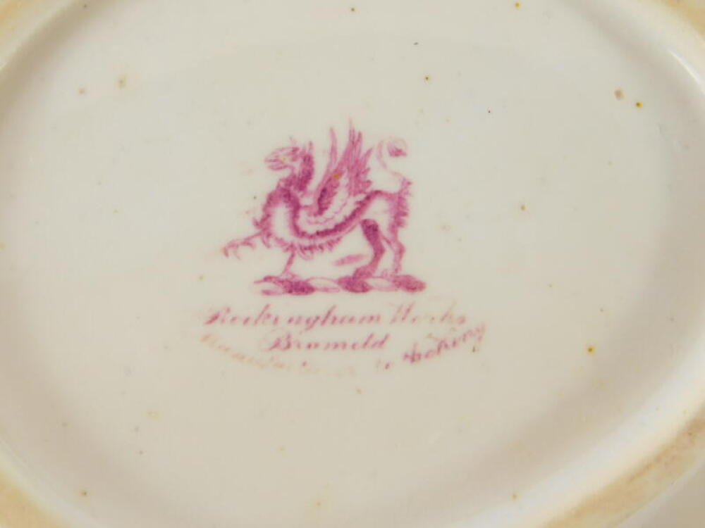 A rare Rockingham shellshaped porcelain cabinet cup and stand, circa ...