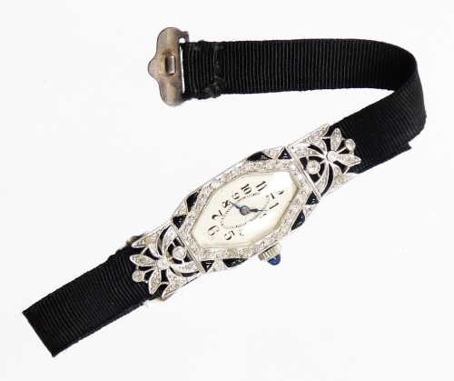 An early 20thC diamond set ladies cocktail watch, with a hexagonal ...
