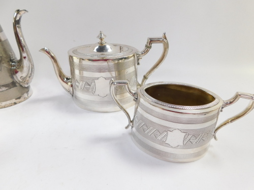 A Victorian EPBM silver plated four piece tea and coffee set by James ...