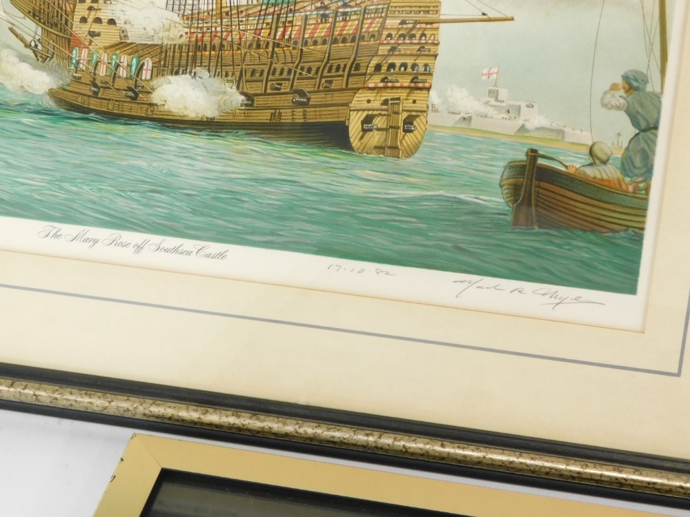 Mark R Myers (20thC). Nelson Rejoins The Victory, and Mary Rose Off Southsea Castle, artist ...