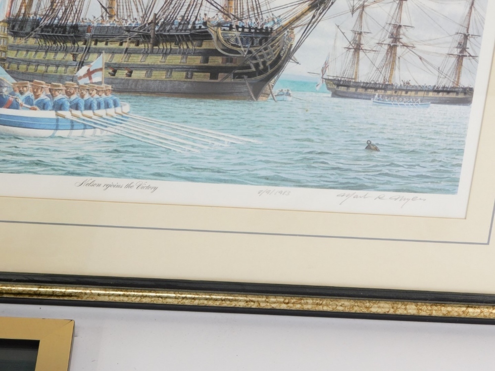 Mark R Myers (20thC). Nelson Rejoins The Victory, and Mary Rose Off Southsea Castle, artist ...