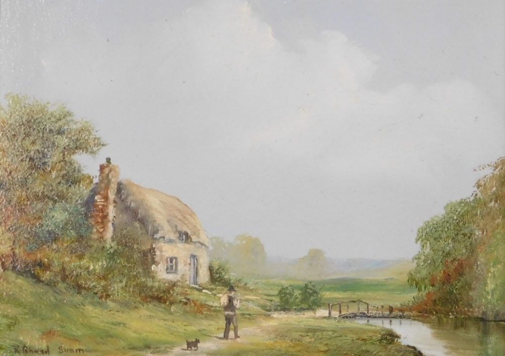 Richard Rhead Sim (b.1926). Country scenes, oil on board, in gilt ...