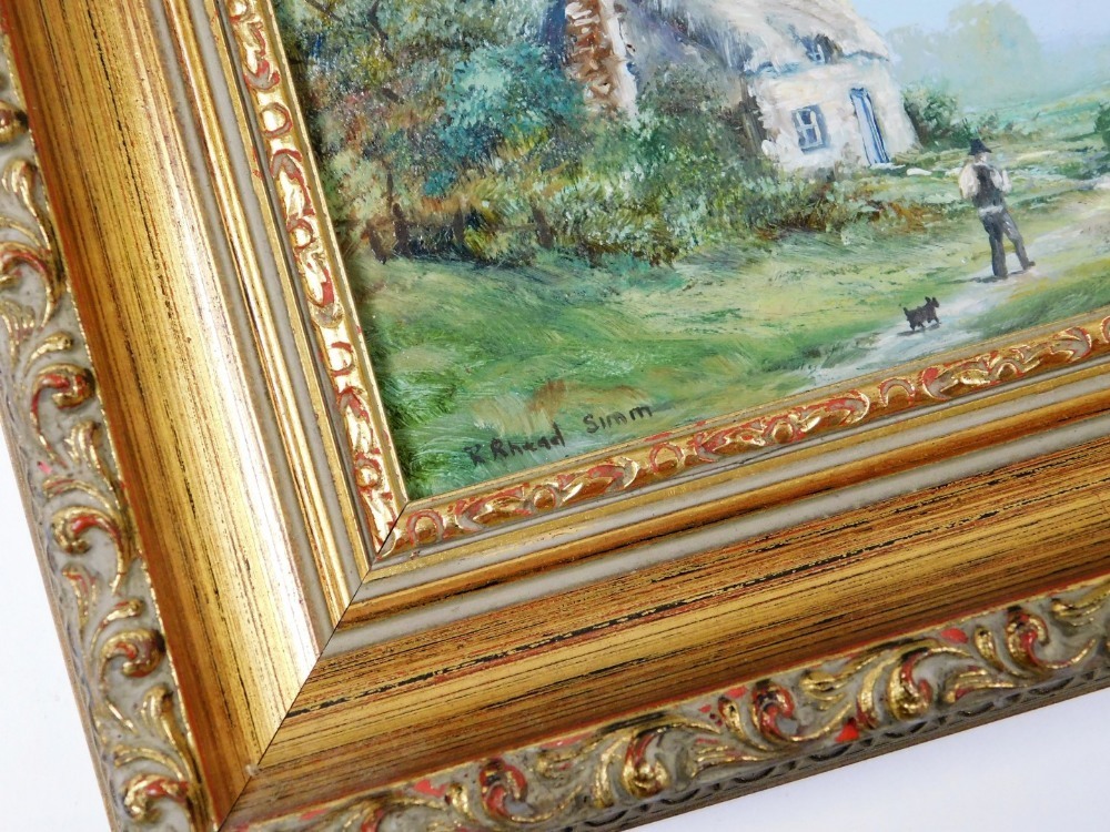 Richard Rhead Sim (b.1926). Country scenes, oil on board, in gilt ...