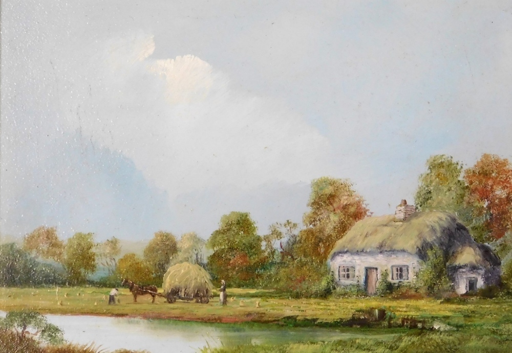 Richard Rhead Sim (b.1926). Country scenes, oil on board, in gilt ...