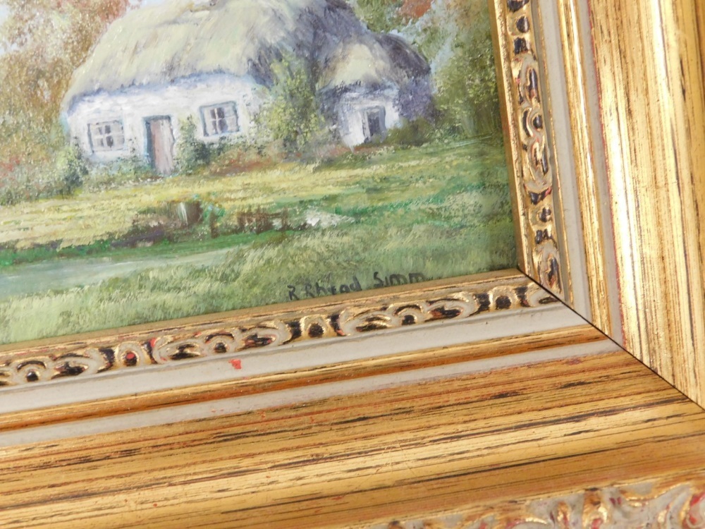 Richard Rhead Sim (b.1926). Country scenes, oil on board, in gilt ...