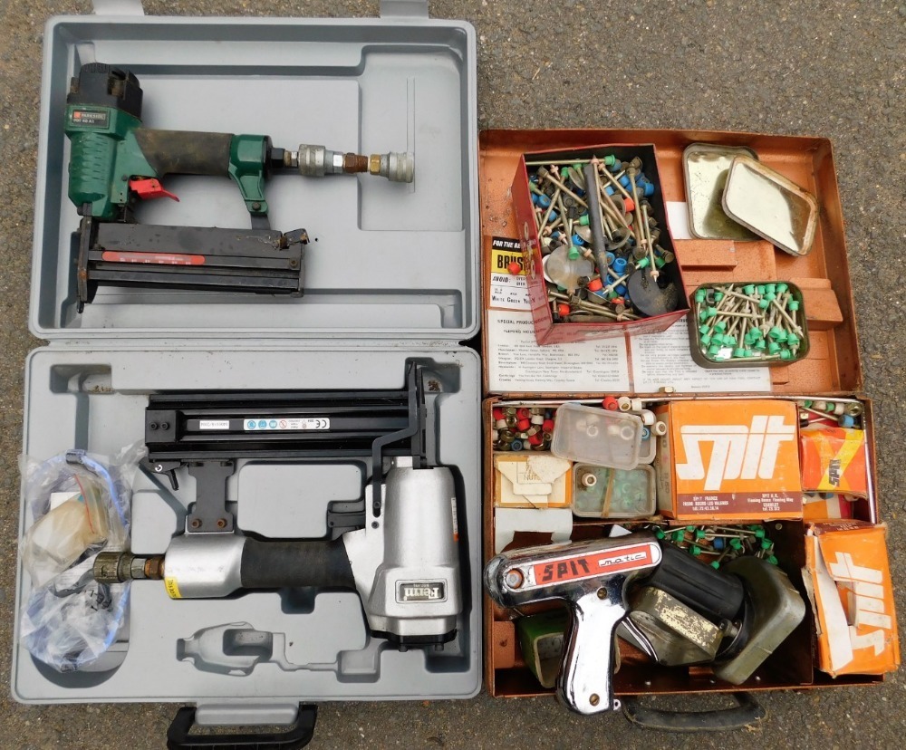 Pneumatic staple guns, including Ferm NSF-170 and Parkside PDT40A1, and ...