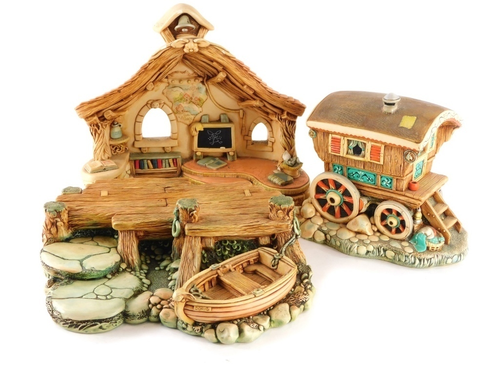 Three Pendelfin items, to include a Pendelfin caravan, 21cm high, boxed ...