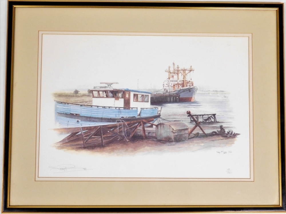 Ray Figg. Limited edition print of boating scene, signed and dated in ...