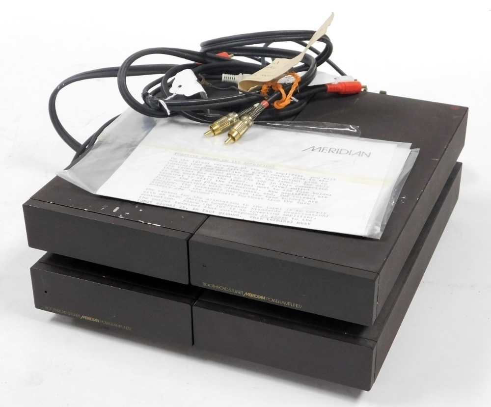 Two Meridian Boothroyd Stuart Power amplifiers, with various cables and ...