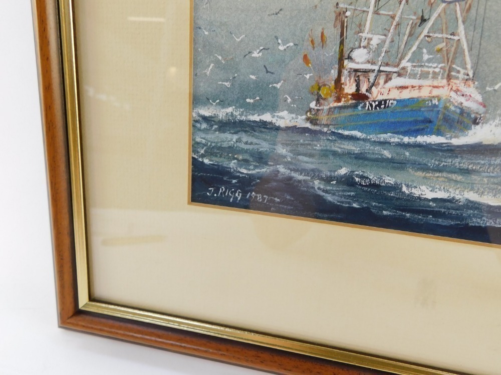 Jack Rigg (British, b.1927). Trawler entering harbour, watercolour and ...