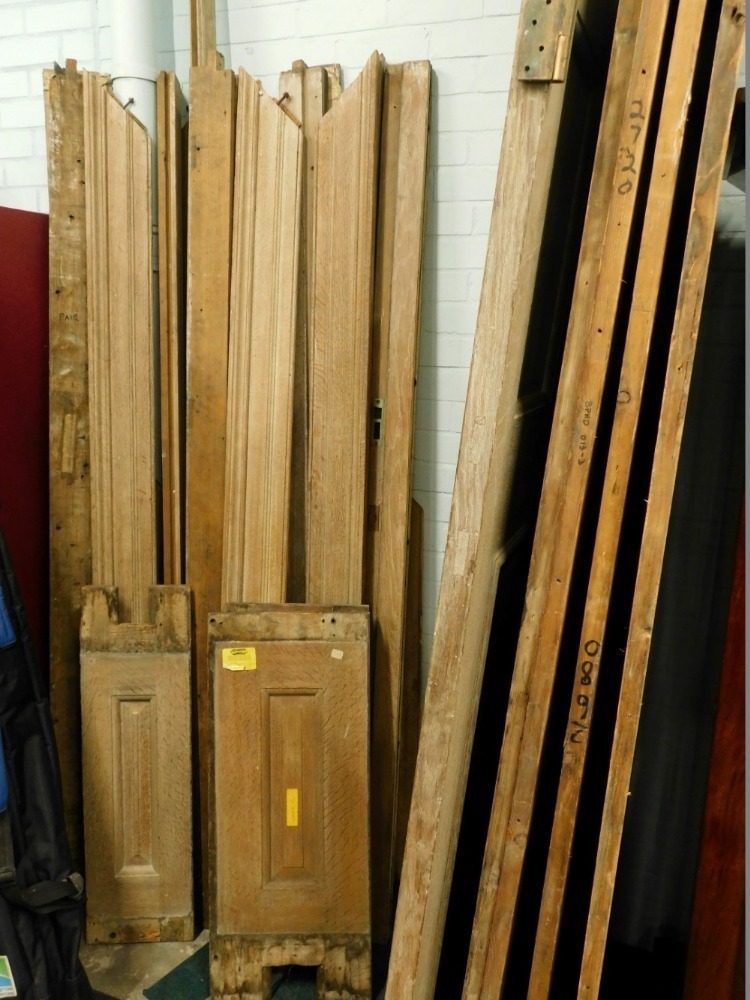 A quantity of early 20thC limed oak panelling, the largest 82cm x 273cm ...