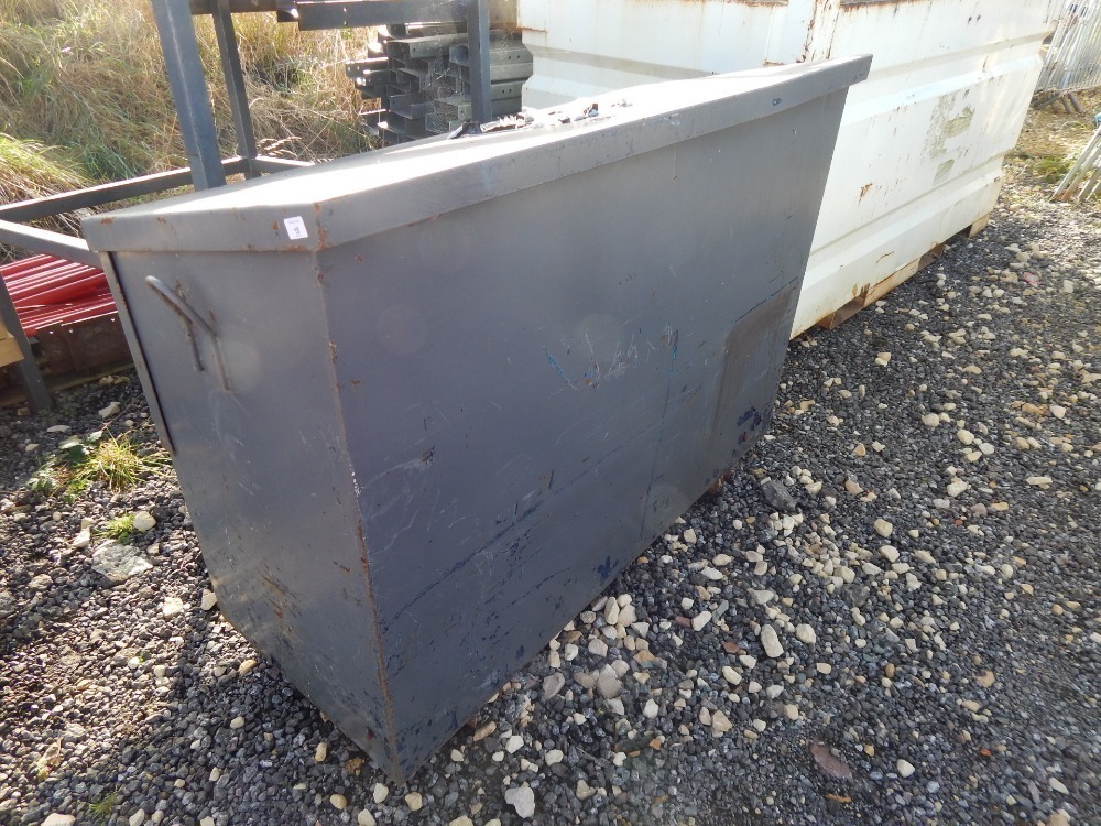 A steel tool security storage chest, 5' 2'' wide.