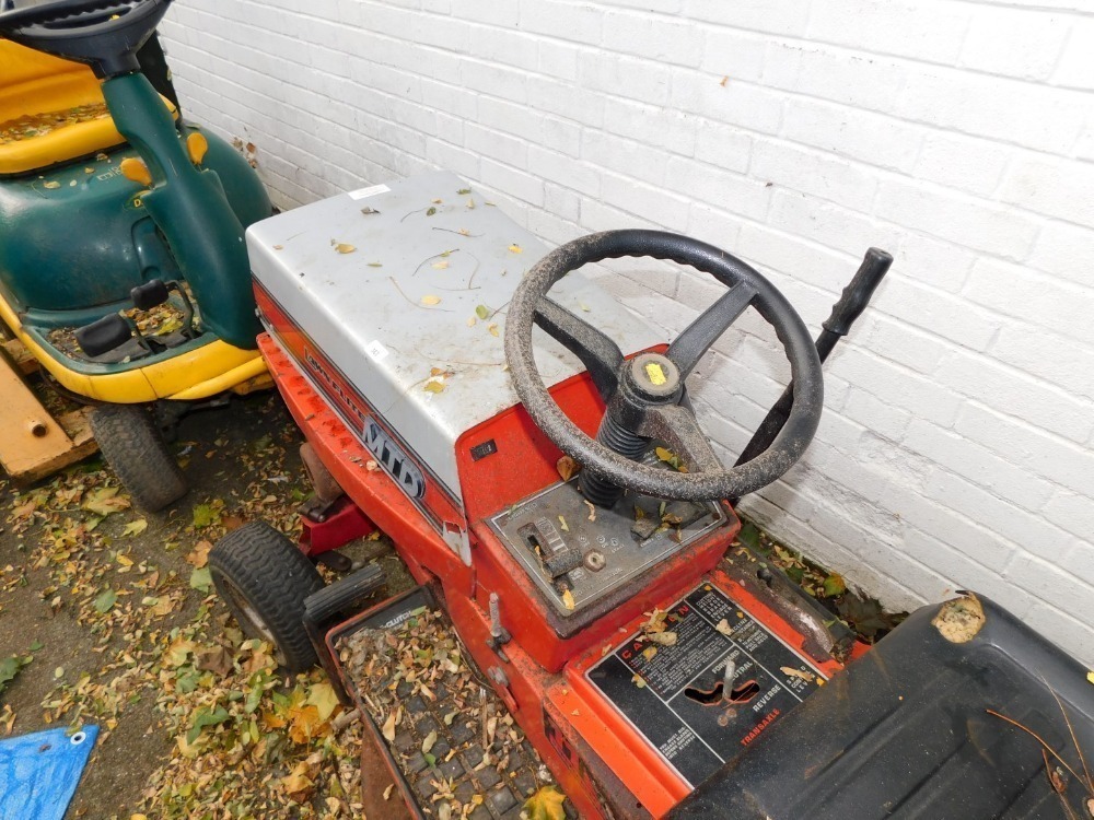 A Lawnflite MTD petrol ride-on lawn mower, with basket.