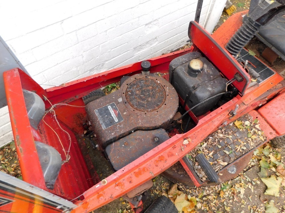 A Lawnflite MTD petrol ride-on lawn mower, with basket.