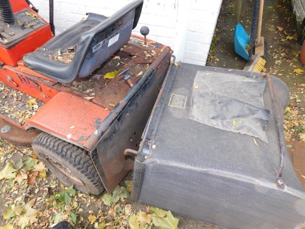 A Lawnflite MTD petrol ride-on lawn mower, with basket.