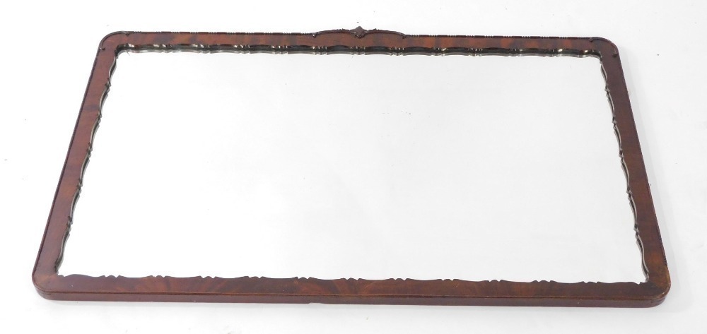 An early 20thC rectangular mahogany wall mirror, with ribbed and beaded ...