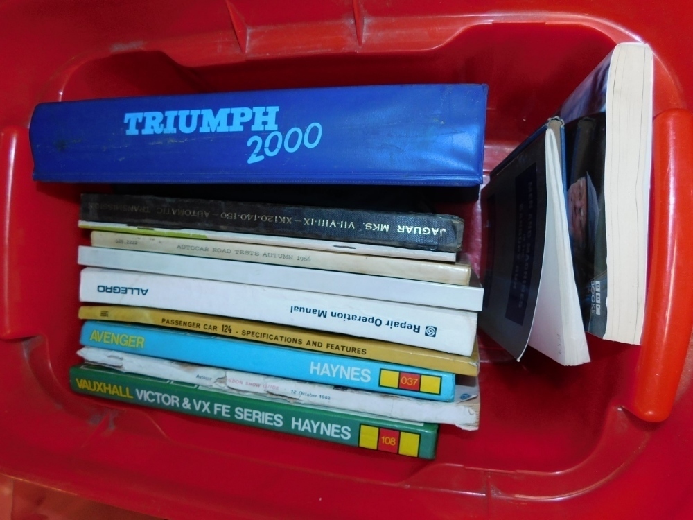 A group of car mannuals and automobilia books, to include The Avenger ...