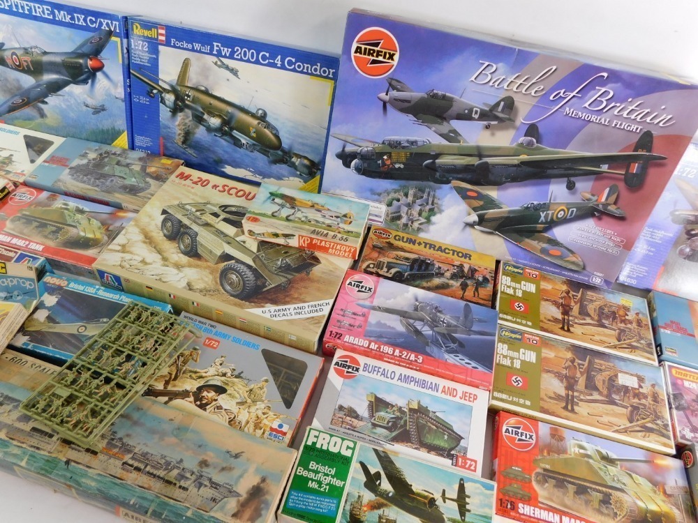 A group of model aircraft kits, to include Avia B30, Revel Fiat G55 ...