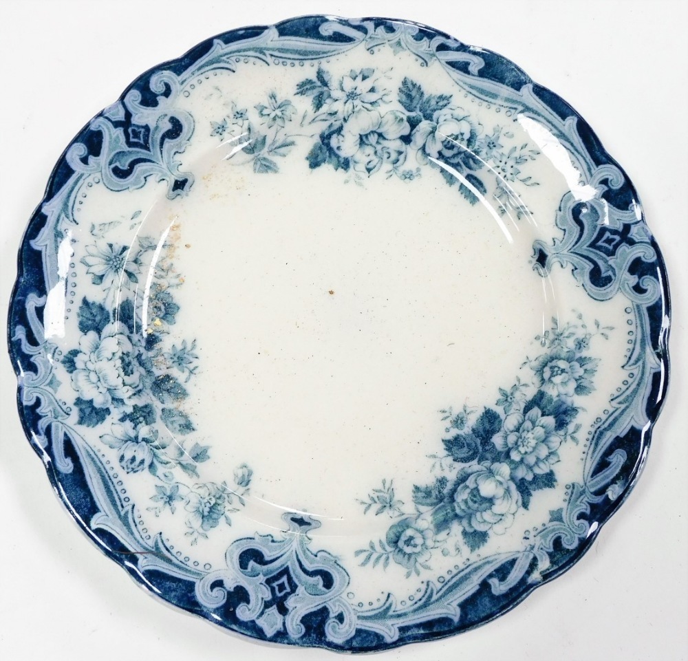 An Albion Pottery late 19thC blue and white dinner service, decorated ...