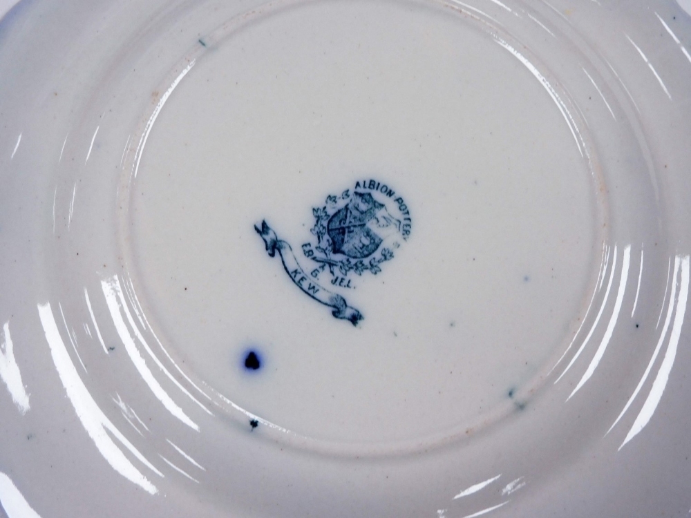 An Albion Pottery late 19thC blue and white dinner service, decorated ...