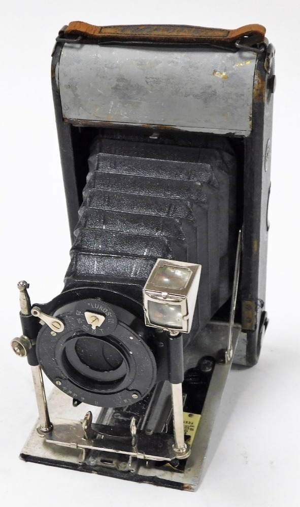 A Butchers early 20thC Carbine folding plate camera, with a Lukos II ...