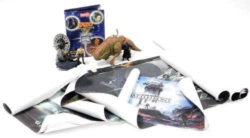 A group of Star Wars related items to include Walkers Tazo collectors force pack Star Wars