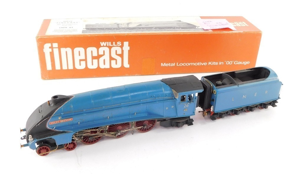 A Will's finecast kit built class A4 locomotive 'Miles Beevor', 4-6-2, LNER Garter blue, boxed.