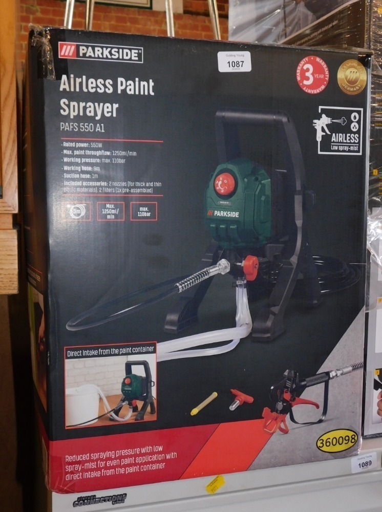 A Parkside Airless paint sprayer, model PAFS - 550 A1, boxed, unused.