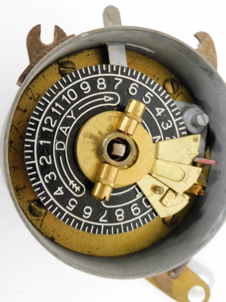 A Horstmann vintage timer switch, in a galvanized metal case, with key ...