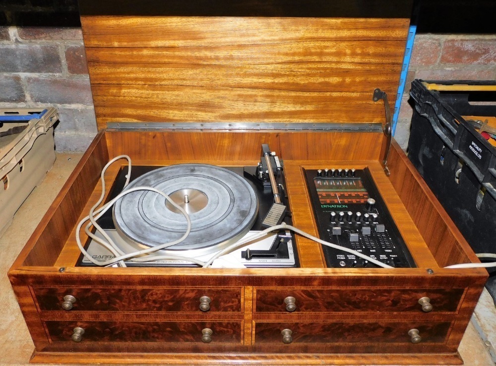 A Dynatron mahogany and burr walnut cased radiogram, model number ...