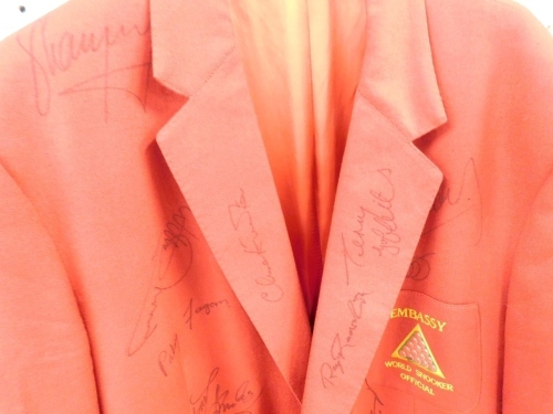 A 1980's Embassy World Snooker official match worn referee jacket, worn ...