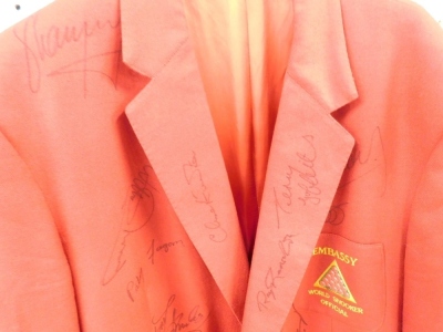 A 1980's Embassy World Snooker official match worn referee jacket, worn ...