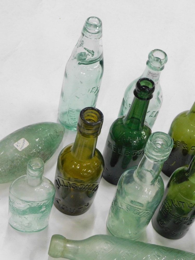 Various 19thC and later glass bottles, various named examples, to ...
