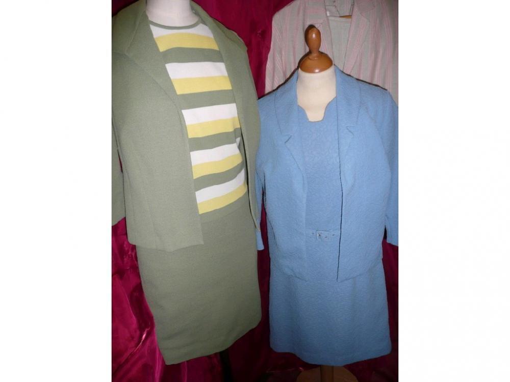 Two Ridpella model crimplene/terylene ladies outfits - one blue