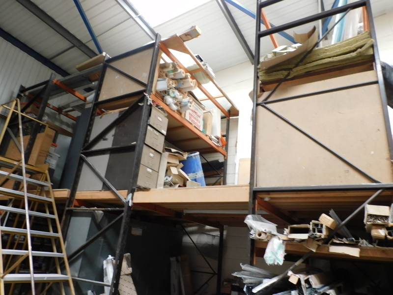 A DIY mezzanine storage section, built from pallet racking and ...