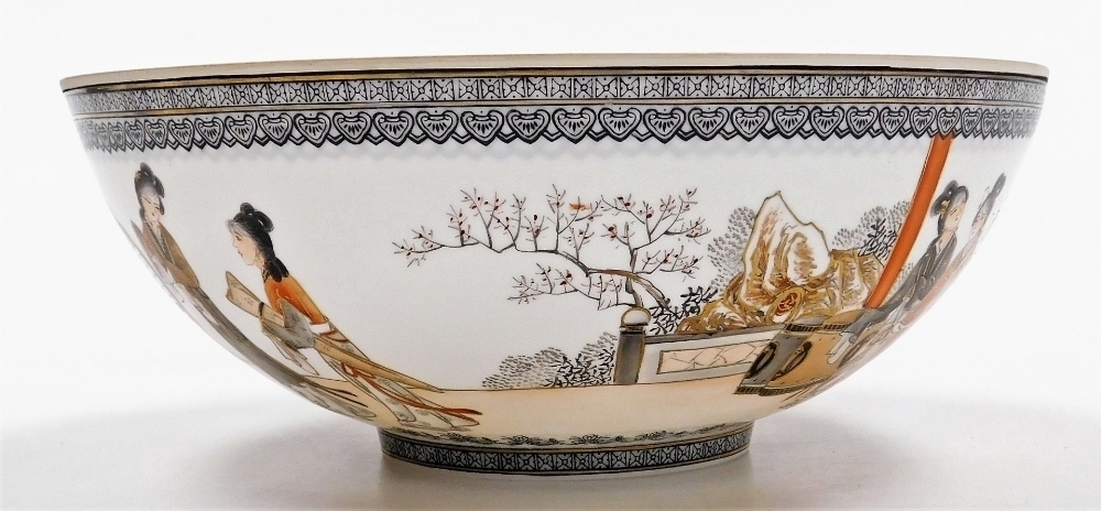 A Chinese eggshell porcelain bowl, decorated to the exterior with ...