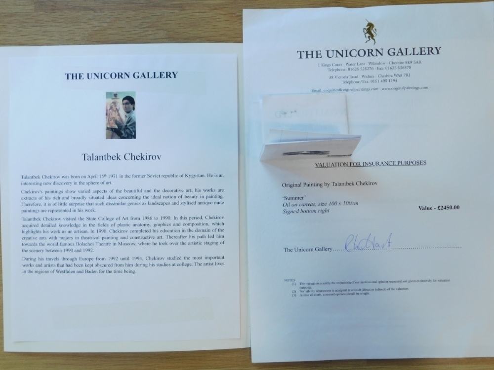 Talantbek Chekirov (b.1971). Summer, oil on canvas, signed, with ...