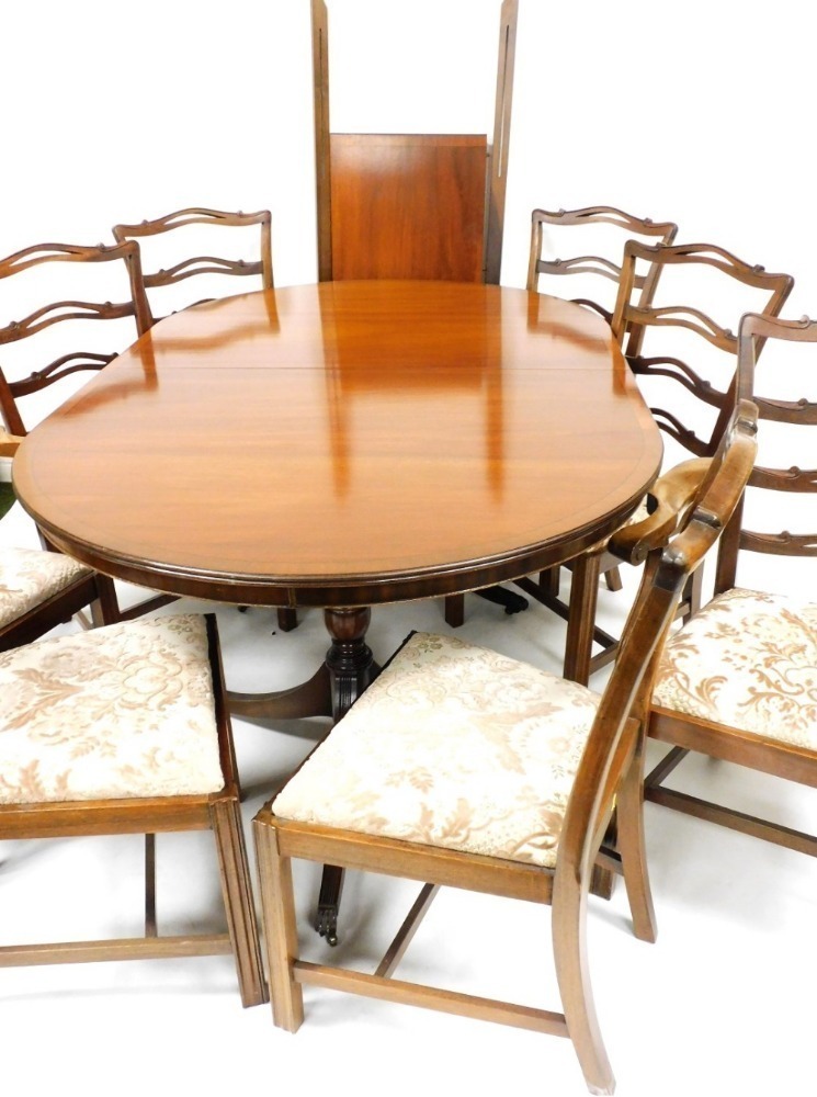 A Bevan Funnell Reprodux mahogany twin pedestal dining table, with one ...