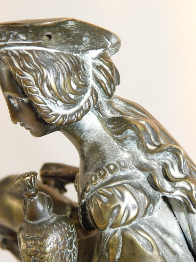 A 19thC bronze figure group, depicting Lady Evelyn Berenger The ...