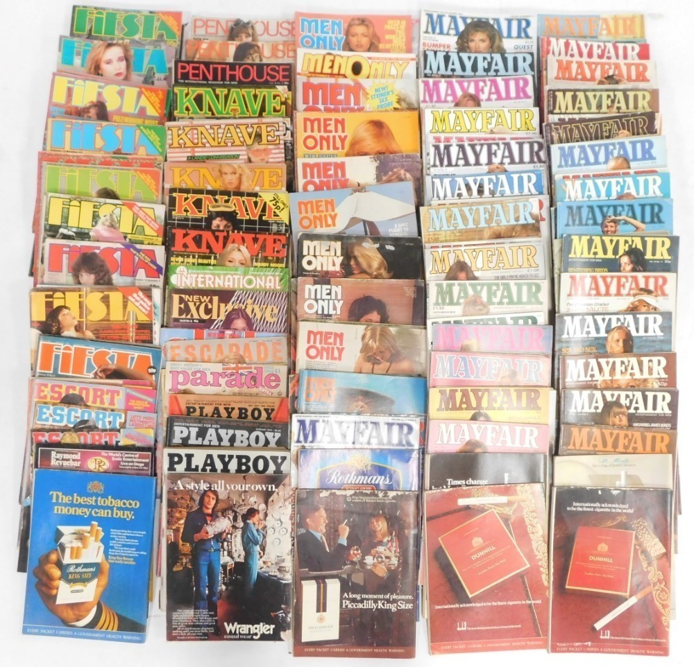 Gentleman's glamour magazines, approx 140, to include Mayfair, Men Only, Knave, Playboy ...
