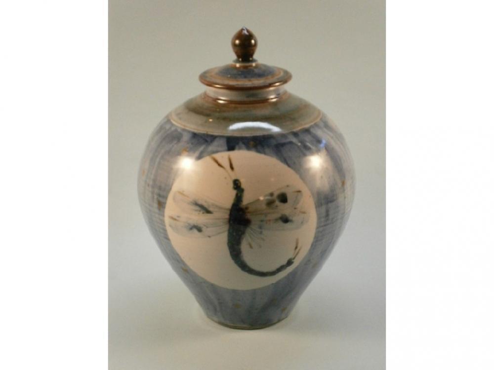 A Studio Pottery stoneware jar and cover by Brian Dickinson