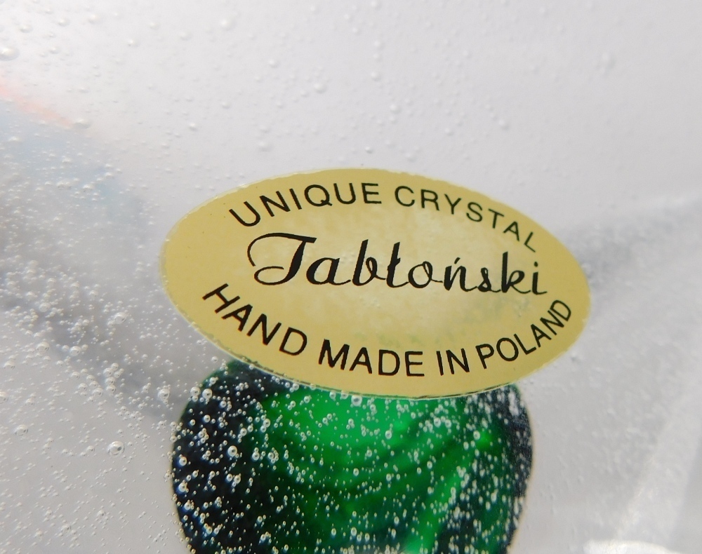 A Jablonski Polish Unique crystal studio glass dish, of triangular form ...