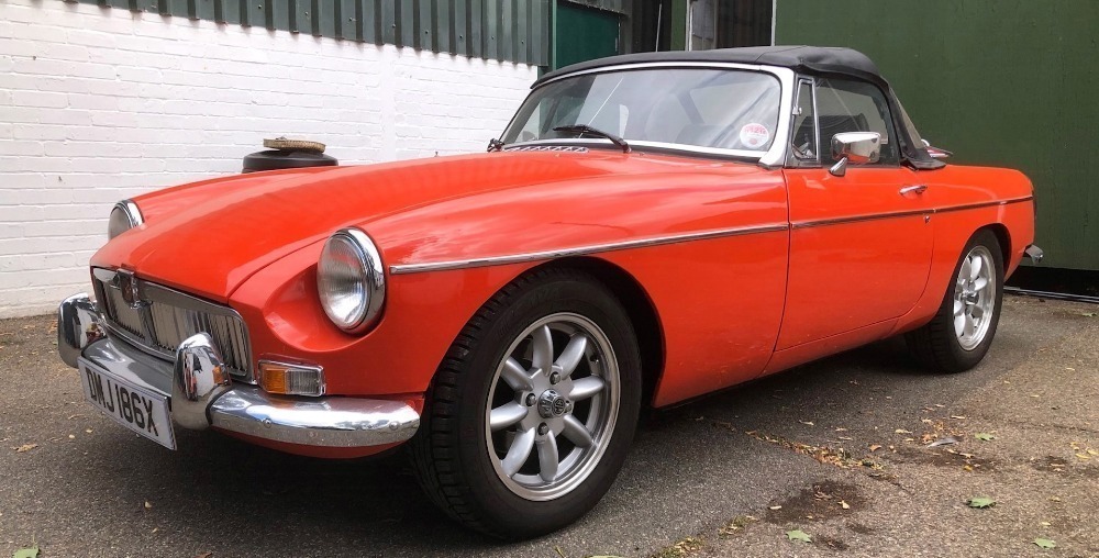 A 1982 MG MGB Sports car, soft top, historic vehicle, registration DMJ ...